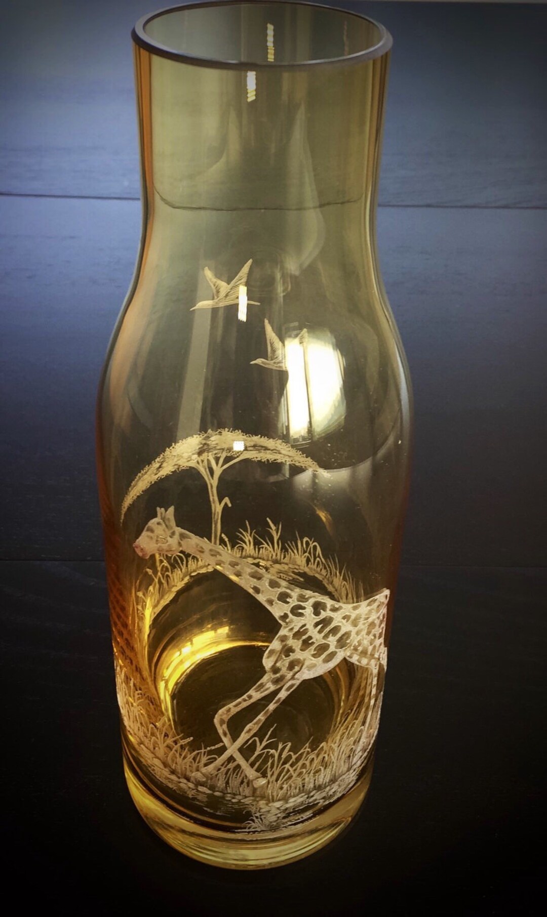 Hand Engraved Water Carafe Giraffe, Etched Giraffe Carafe, African ...