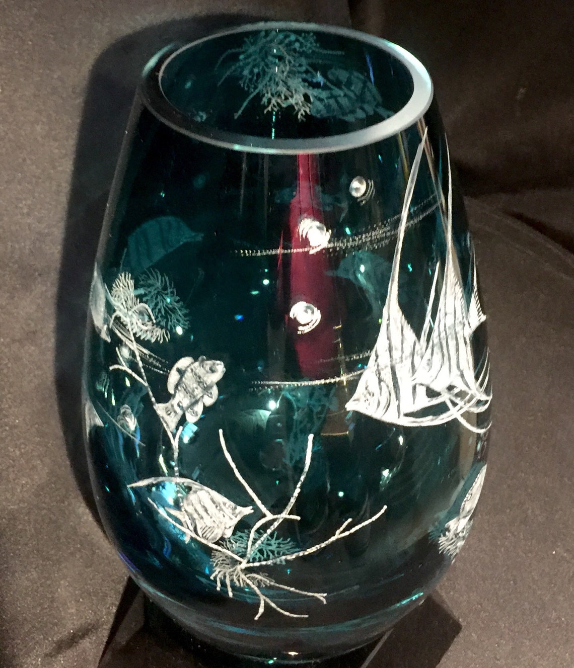 Hand Engraved Coral Fish Vase, Engraved Glass, Glass Engraving, Coral ...