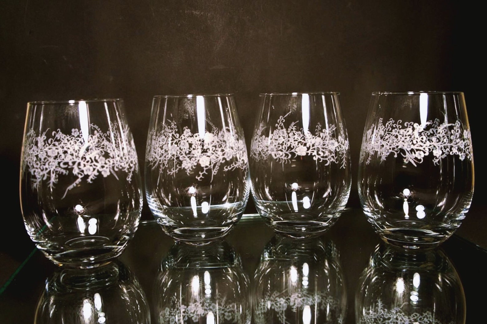 Stemless Wine Glasses Set of 4 Stemless. Wine Vino | Etsy