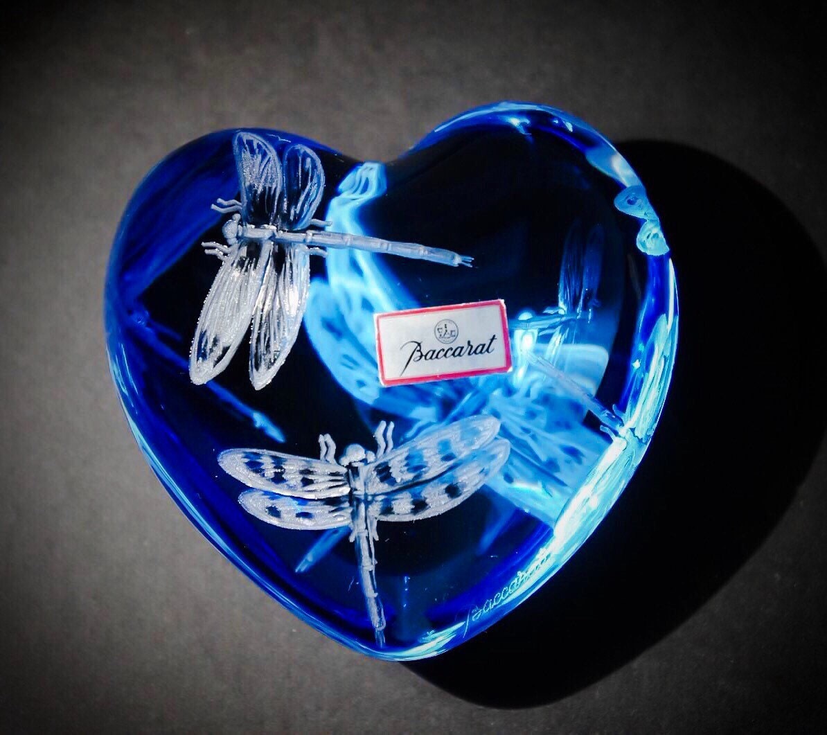 Baccarat Paperweight, Handengraved Dragonflies, Collectible ...