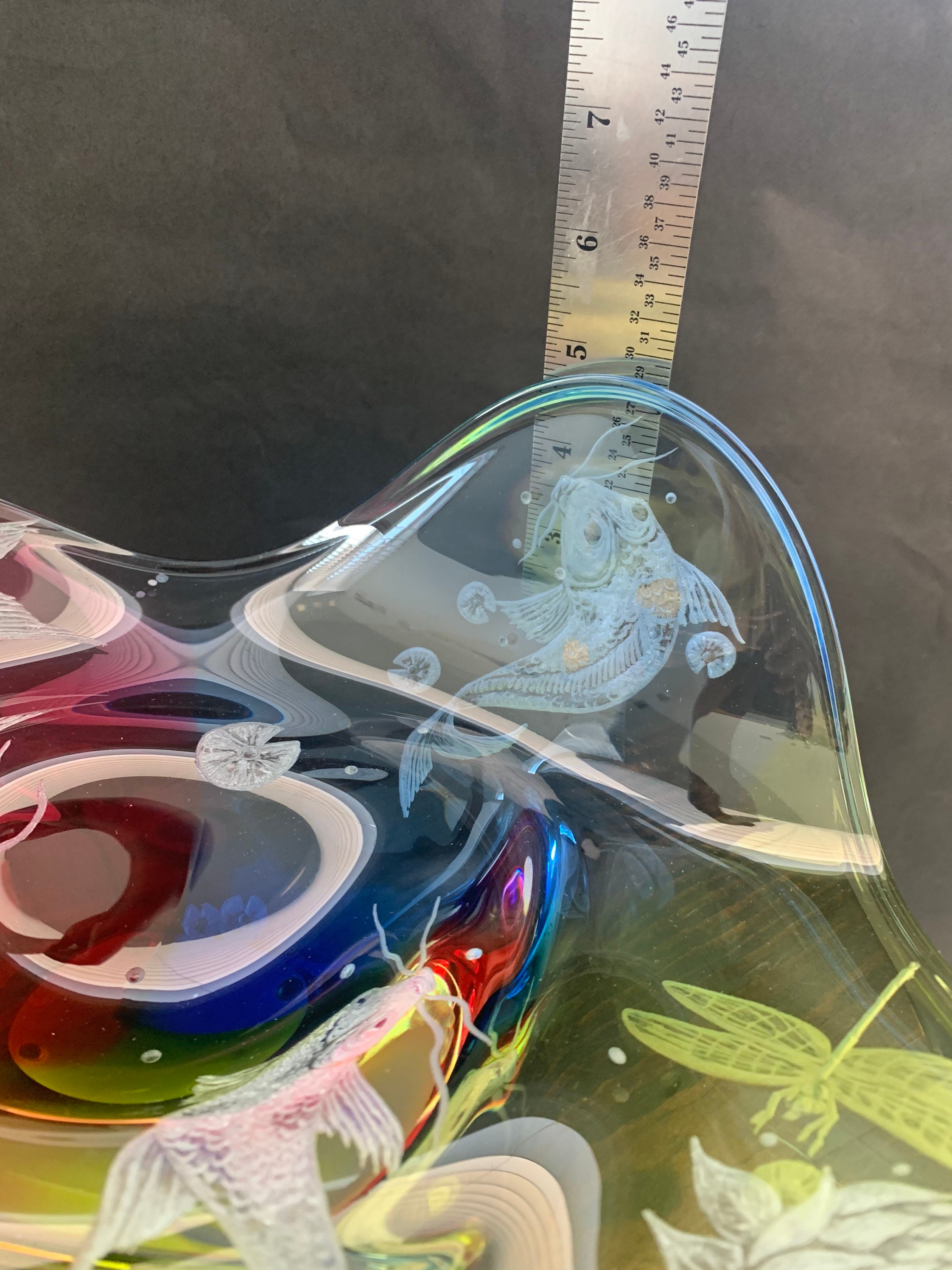 Hand Engraved Large Bowl Koi Fish Engraved Koi Centerpiece - Etsy