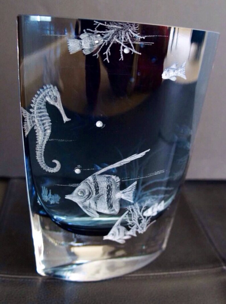 Hand Engraved Coral Fish Vase Fish Oceanic Home Decor Art | Etsy