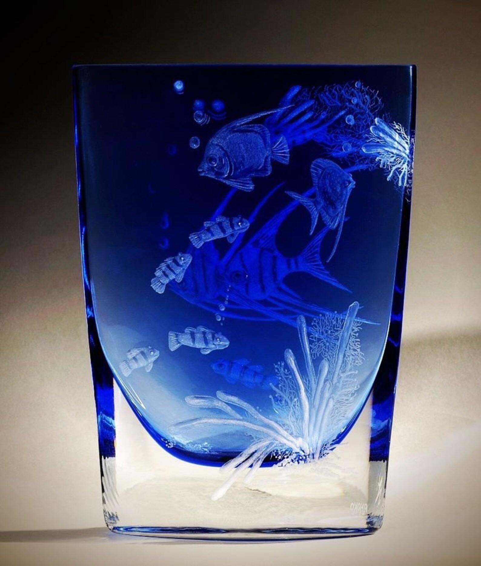 Hand Engraved Coral Fish Vase With 3D Effects Flower Vase - Etsy