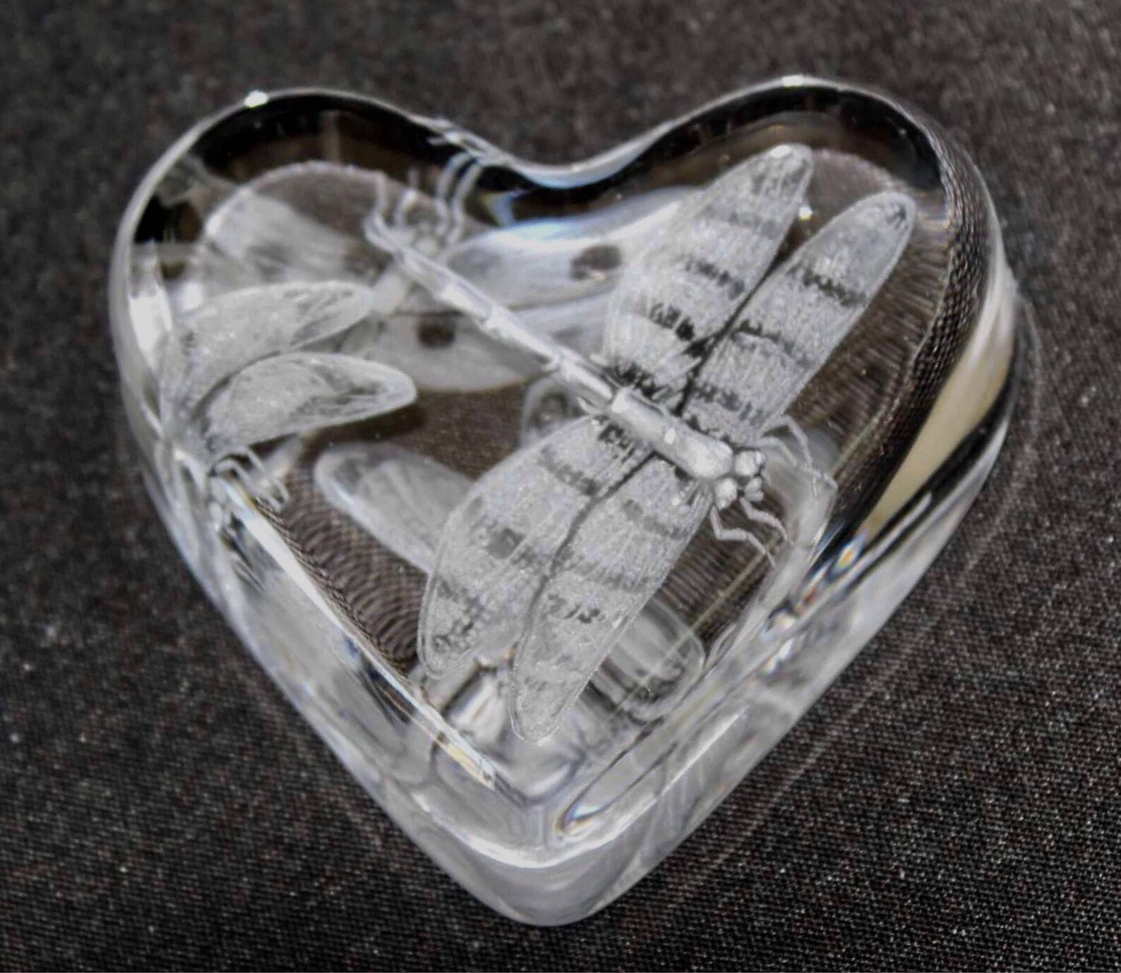 Hand Engraved Dragonfly Paperweight, Baccarat, Dragonflies, Engraved ...