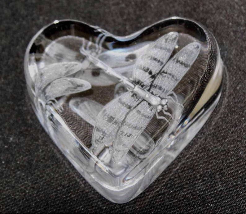 Hand Engraved Dragonfly Paperweight, Baccarat, Dragonflies, Engraved ...