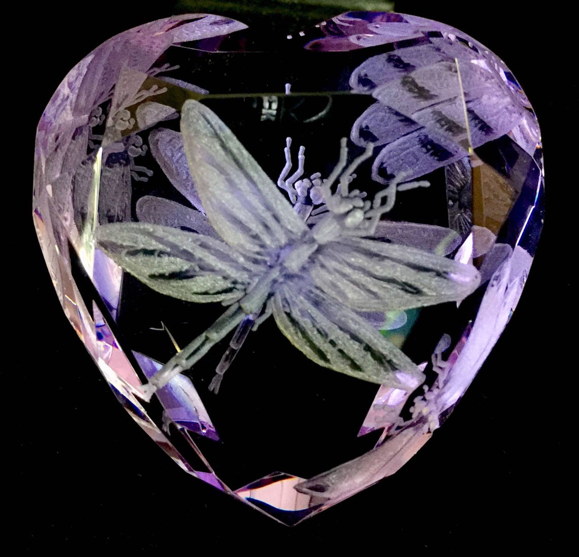 Hand Engraved Purple Paperweight Dragonflies Office Decor - Etsy