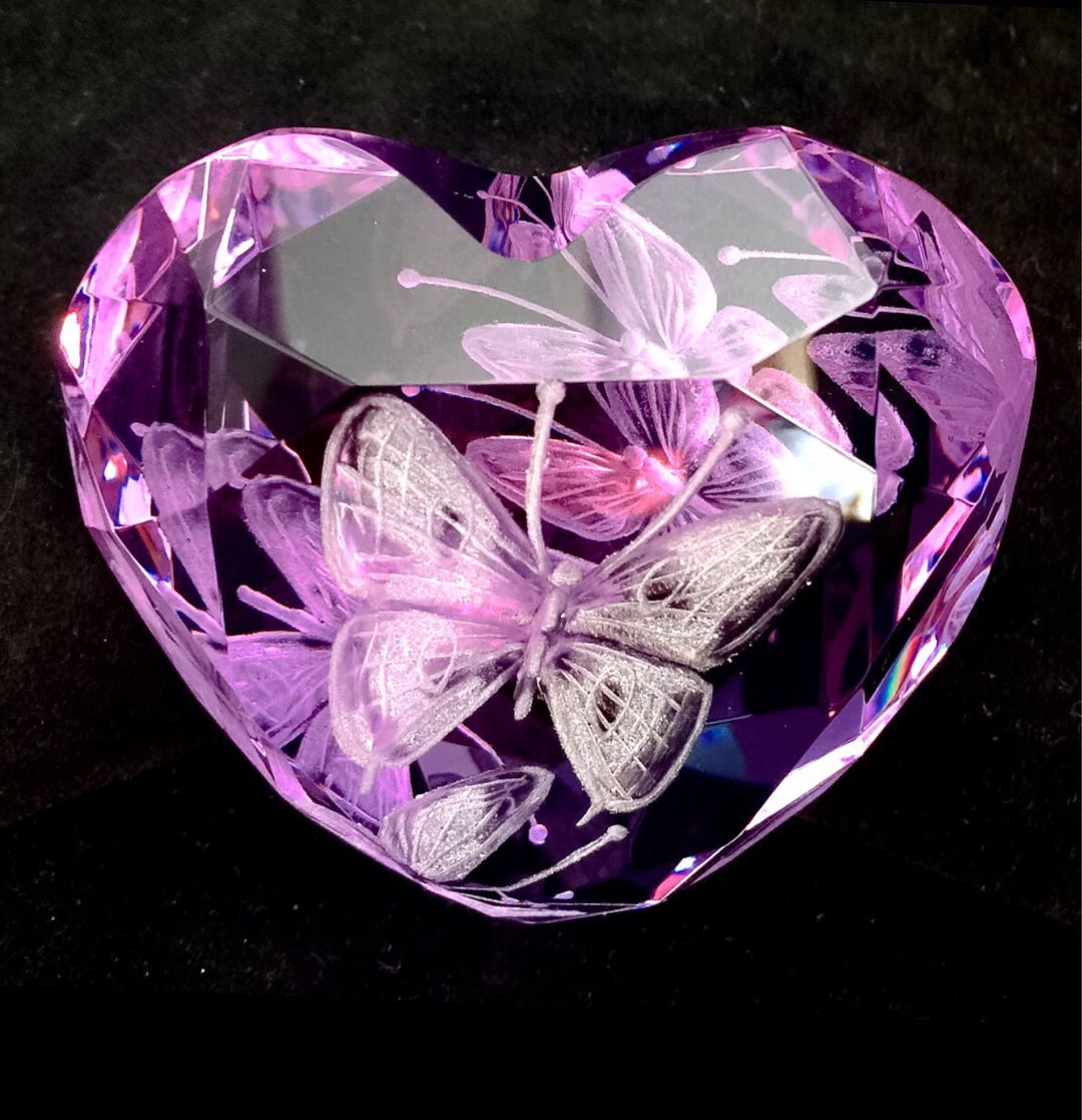 Hand Engraved Purple Paperweight Butterflies, Office Decor, Home Decor ...