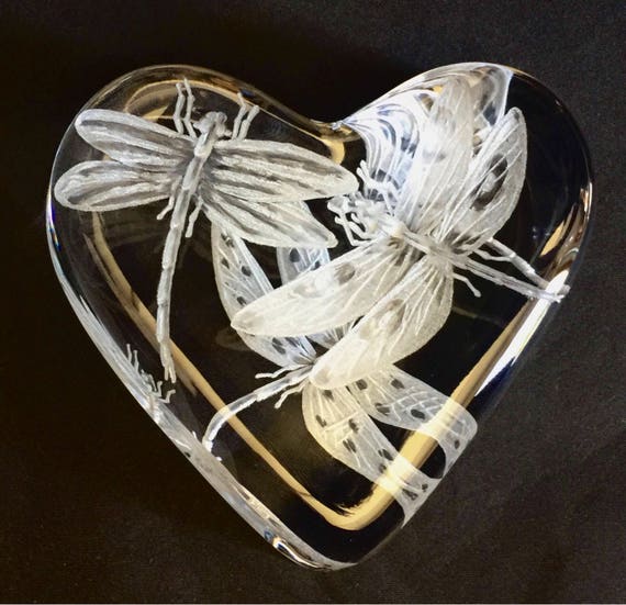 Hand Engraved dragonfly Paperweight Baccarat dragonflies | Etsy