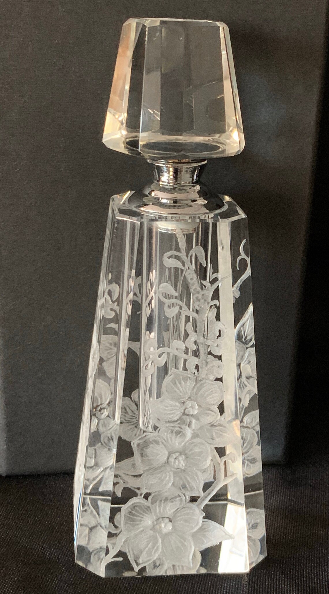 Hand Engraved Floral Perfume Bottle, Flowers Engraved, Etched Gifts ...
