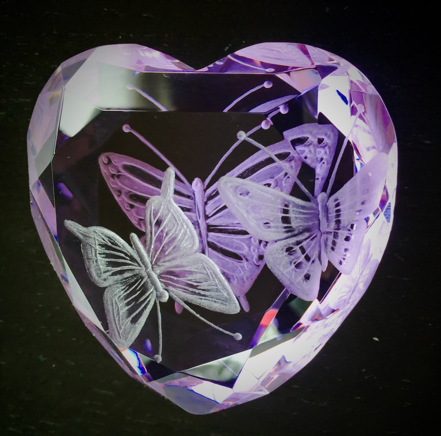 Hand Engraved Purple Paperweight Butterflies, Office Decor, Home Decor ...