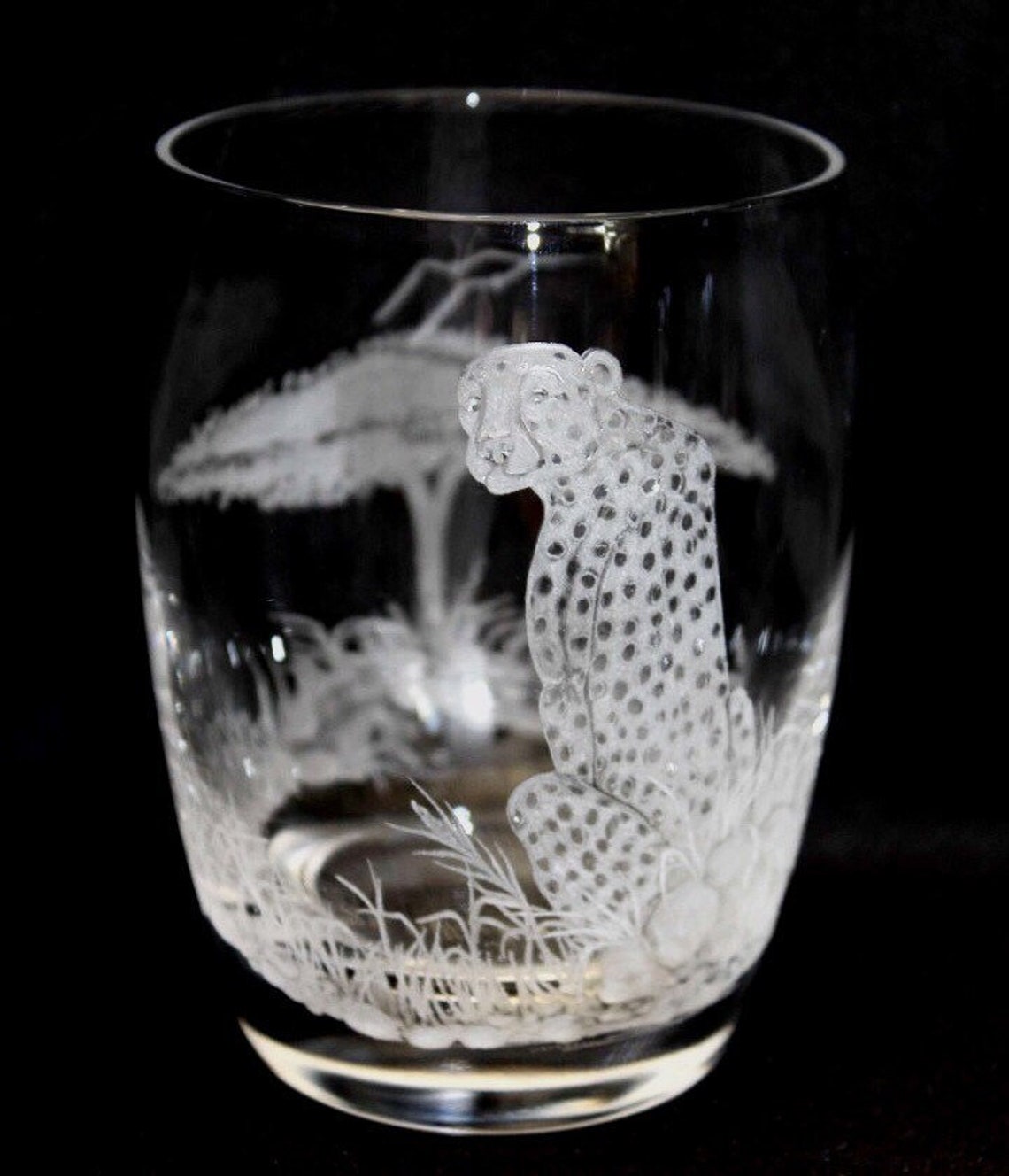 Hand Engraved Double Old Fashion Glass Cheetah, Cheetah, Engraved Glass ...
