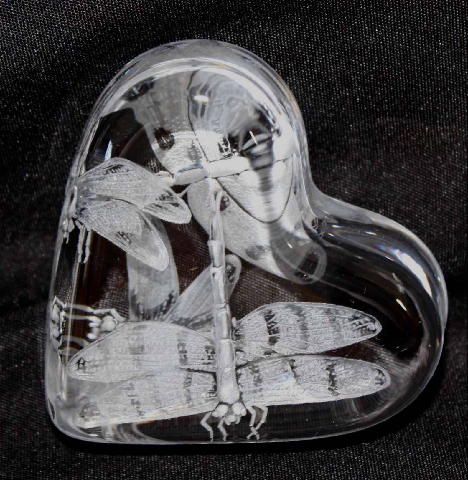 Hand Engraved Dragonfly Paperweight, Baccarat, Dragonflies, Engraved ...