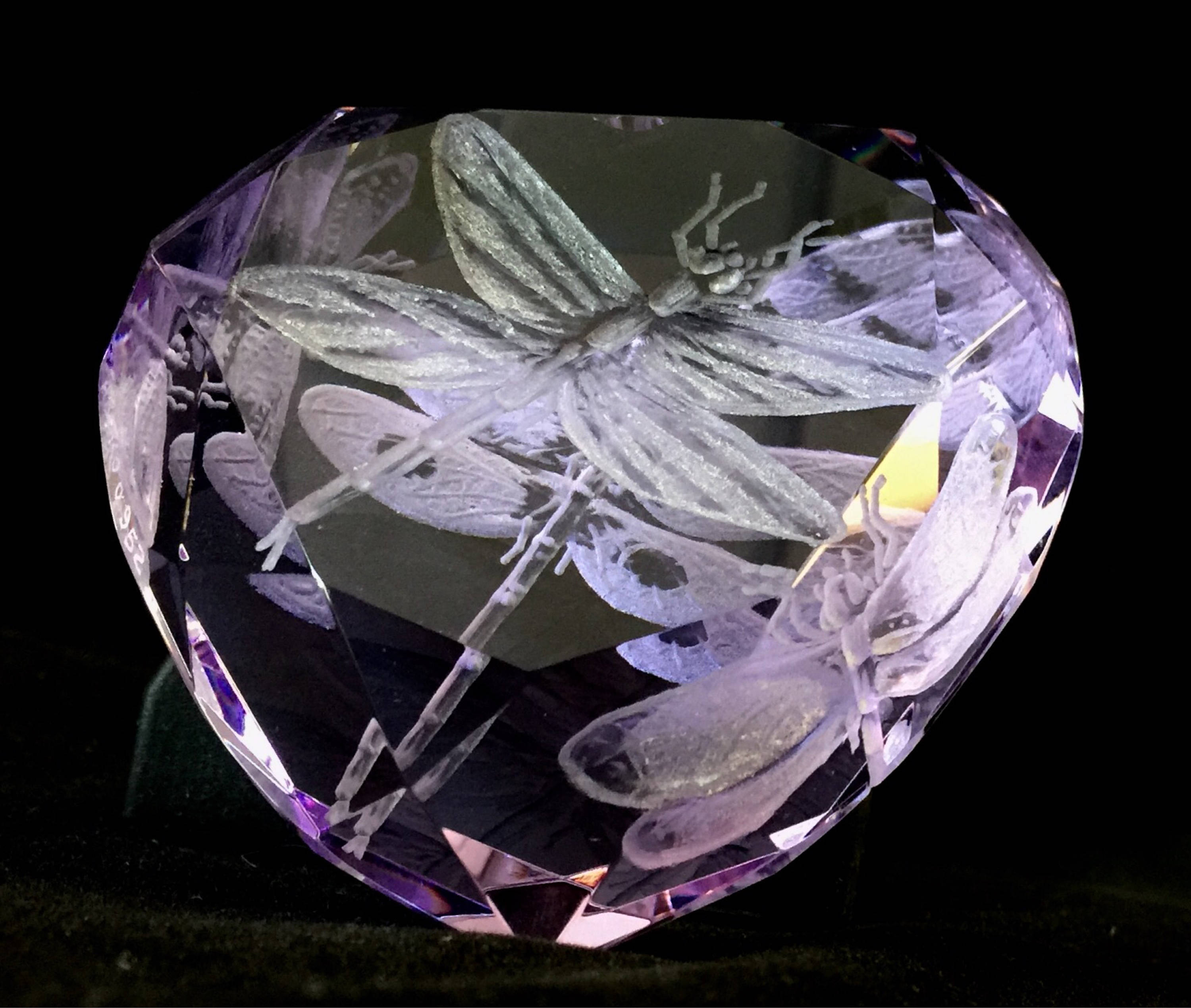 Hand Engraved Purple Paperweight Dragonflies, Office Decor, Home Decor ...