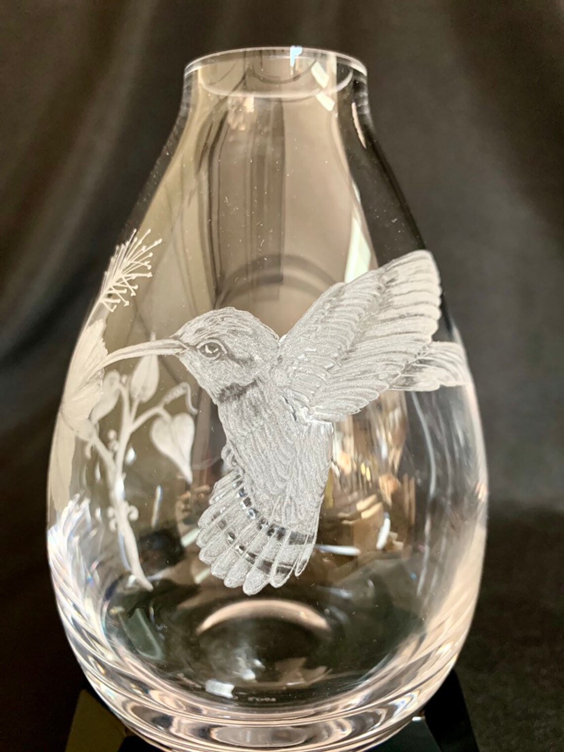 Hand Engraved Bud Vase, Small Glass Vase, Hummingbird Vase Vase, Art ...