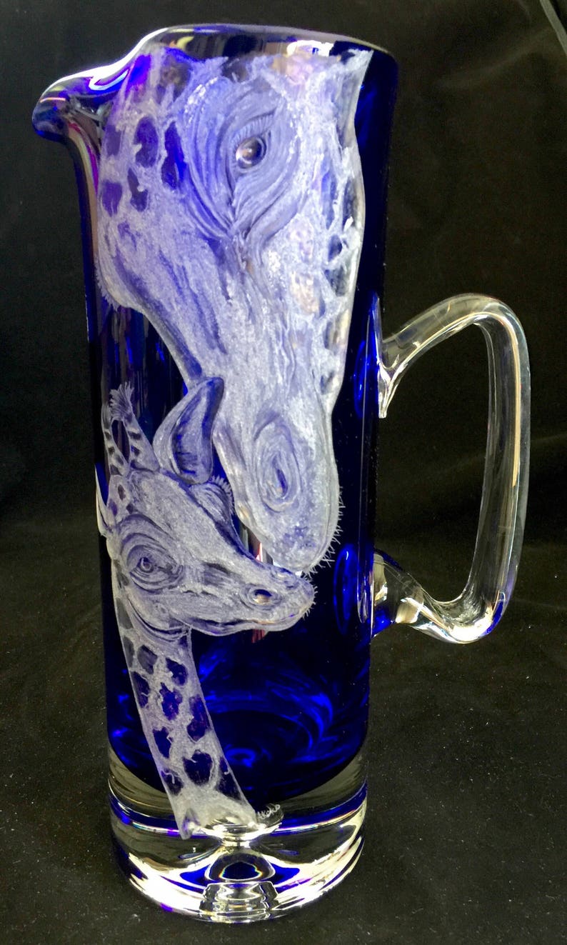 Hand Engraved Water Pitcher Giraffe, Etched Pitcher, Housewarming Gifts ...