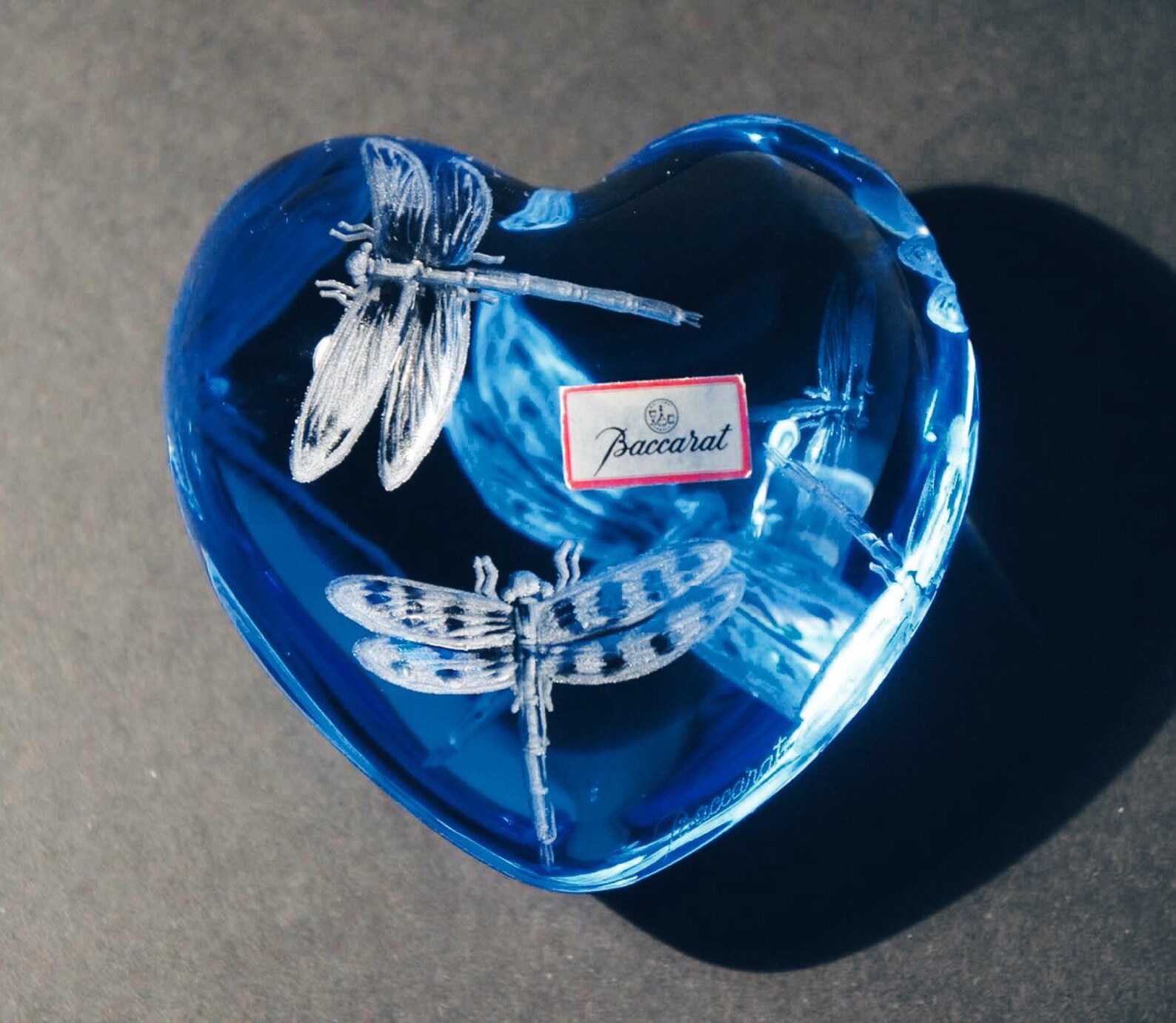 Baccarat Paperweight, Handengraved Dragonflies, Collectible ...