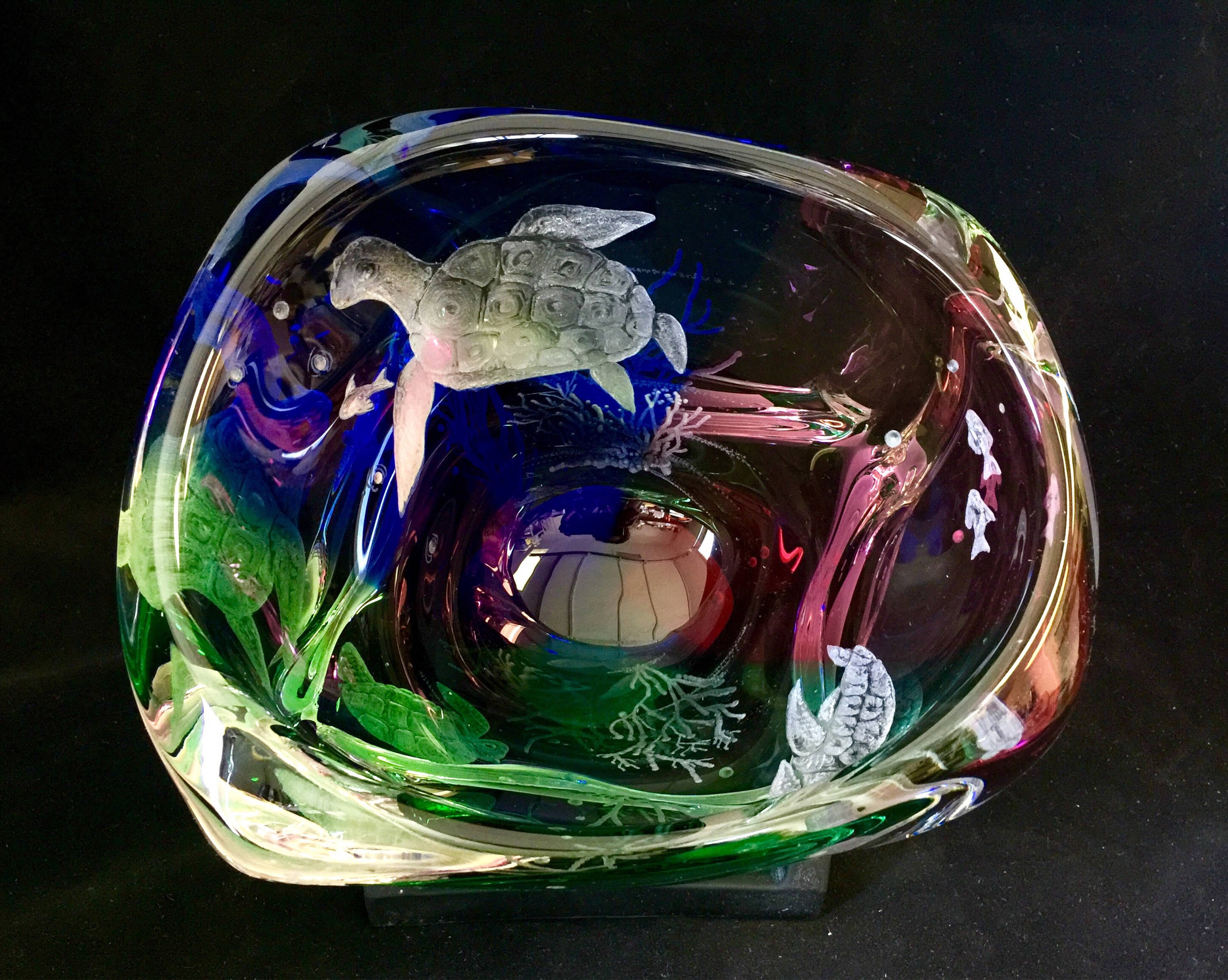 Hand Engraved Turtle Bowl crystal Bowl Engraved Glass Bowl | Etsy