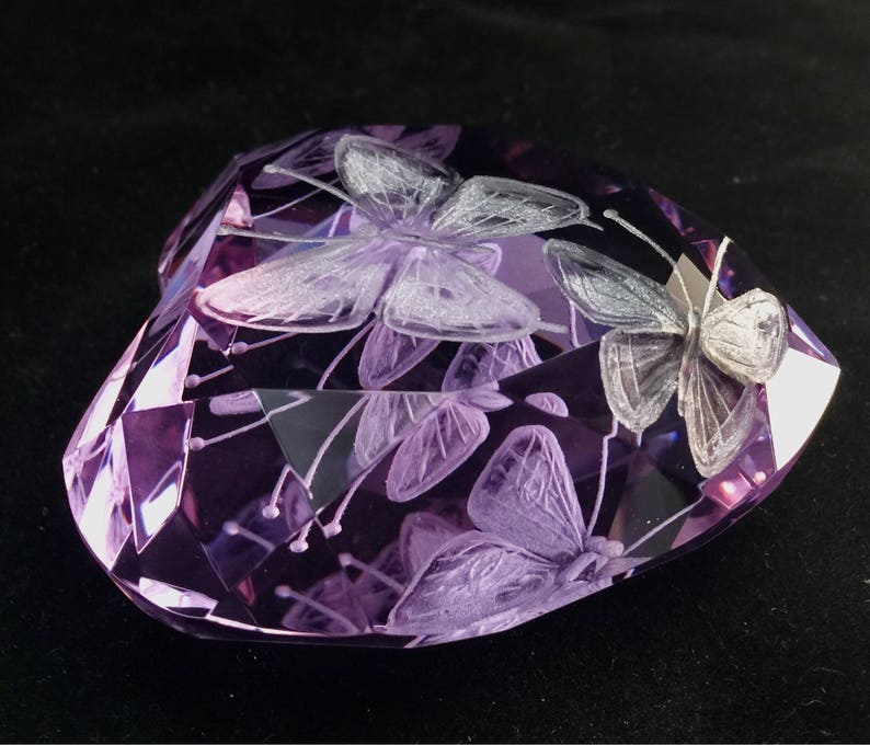 Hand Engraved Purple Paperweight Butterflies, Office Decor, Home Decor ...