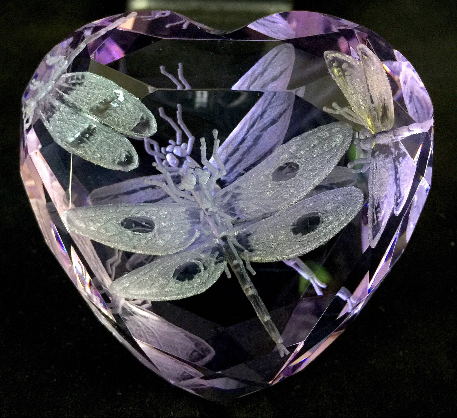 Hand Engraved Purple Paperweight Dragonflies, Office Decor, Home Decor ...