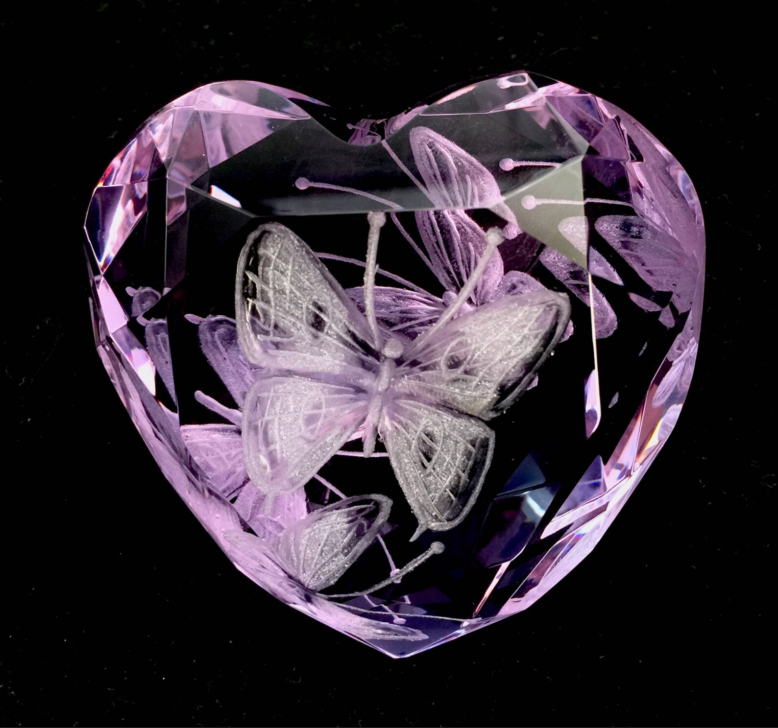 Hand Engraved Purple Paperweight Butterflies, Office Decor, Home Decor ...