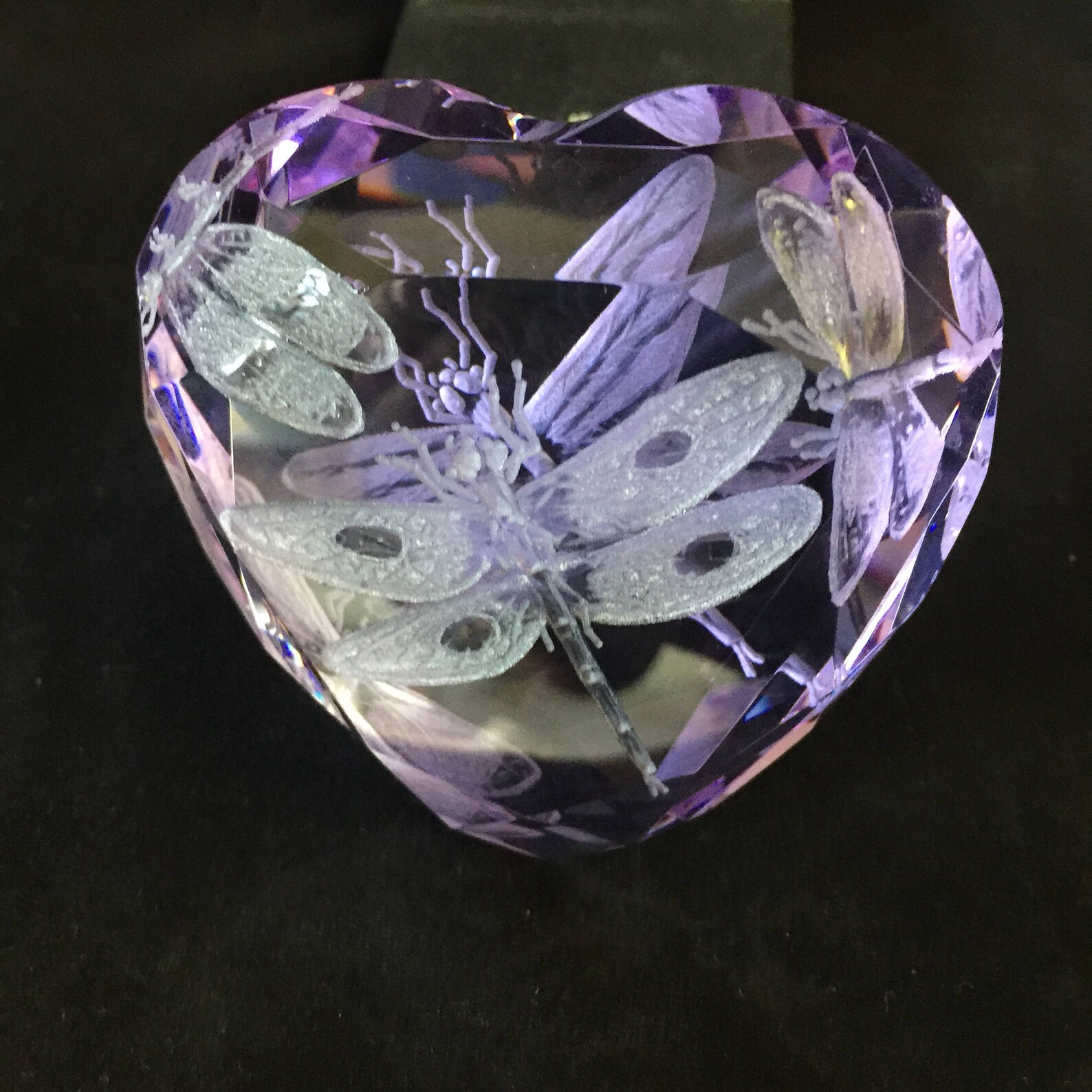 Hand Engraved Purple Paperweight Dragonflies Office Decor - Etsy