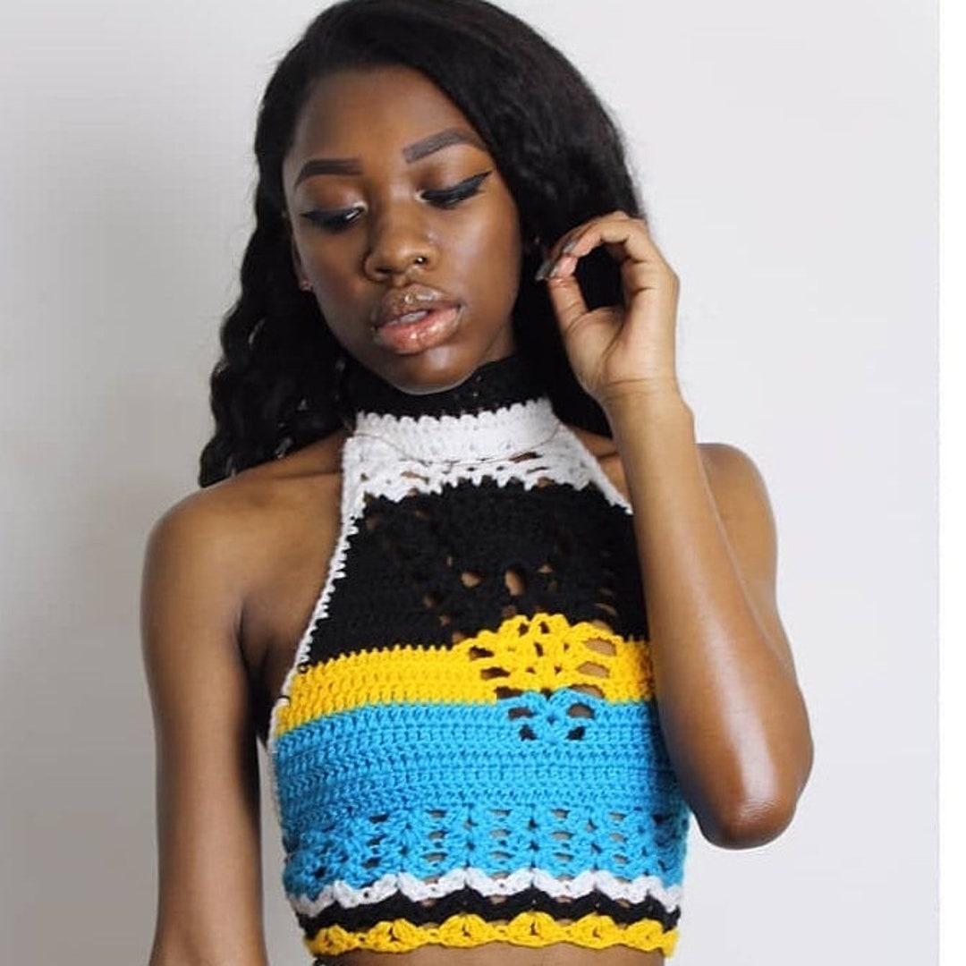 St.lucia High Neck Choker Crop Top. - Etsy