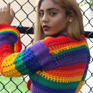 Rainbow Tie Front Top With Long Sleeves With Trumpet Hem. - Etsy