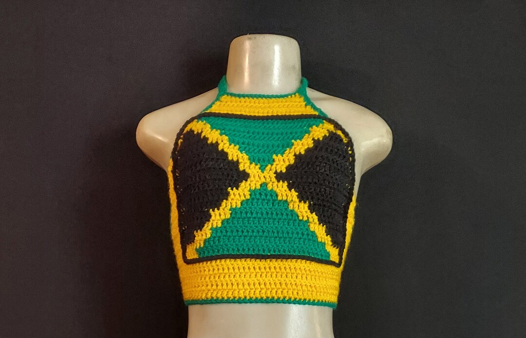 Jamaican Flag High Neck Crop Top. - Etsy
