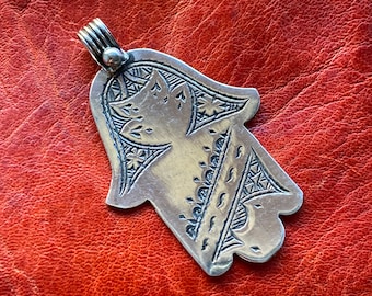Solid SILVER Moroccan Hamsa Berber Enamel, Evil Eye Protection Amulet ...