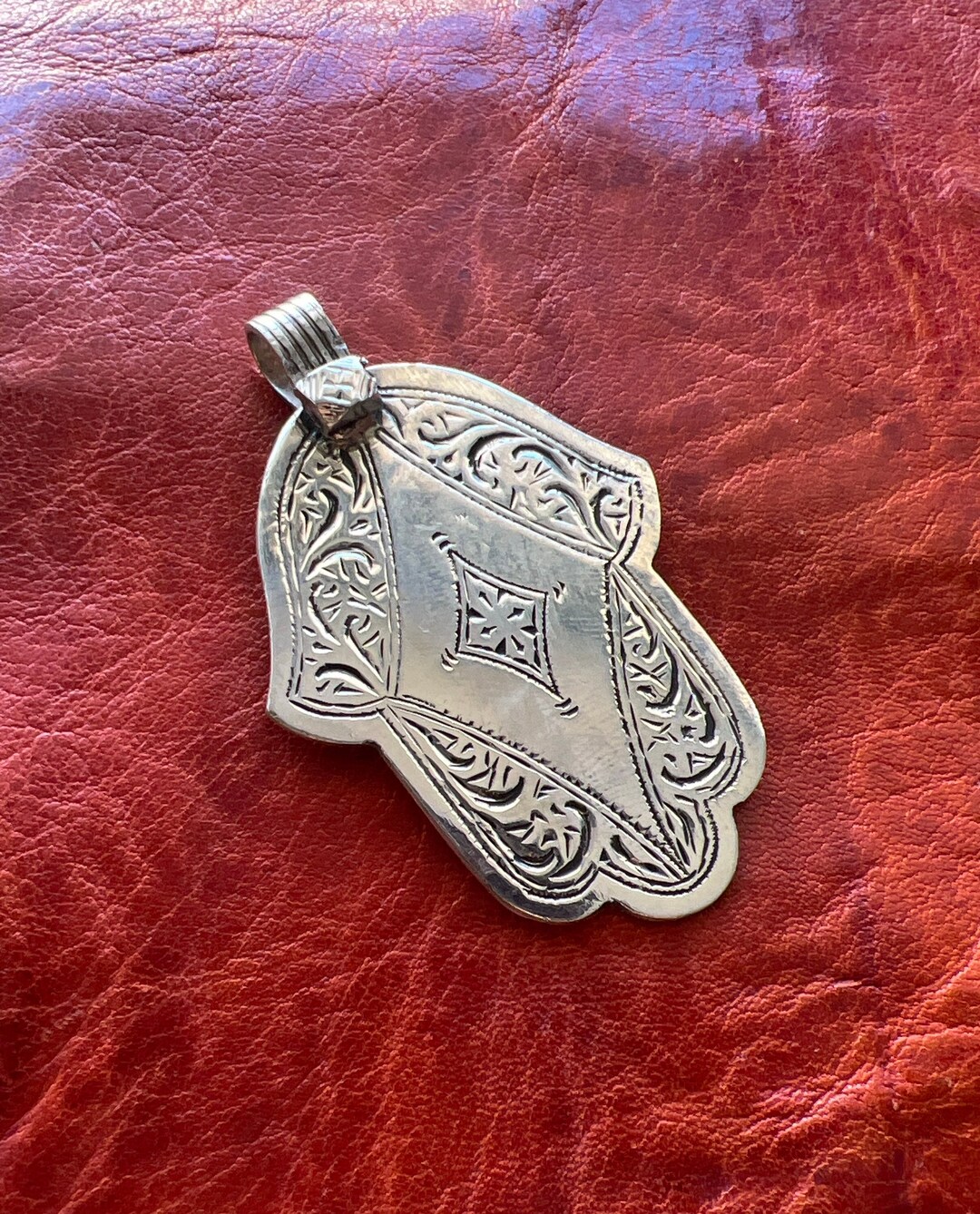 Solid Silver Moroccan Hamsa - Enamel, Evil Eye Protection Amulet ...