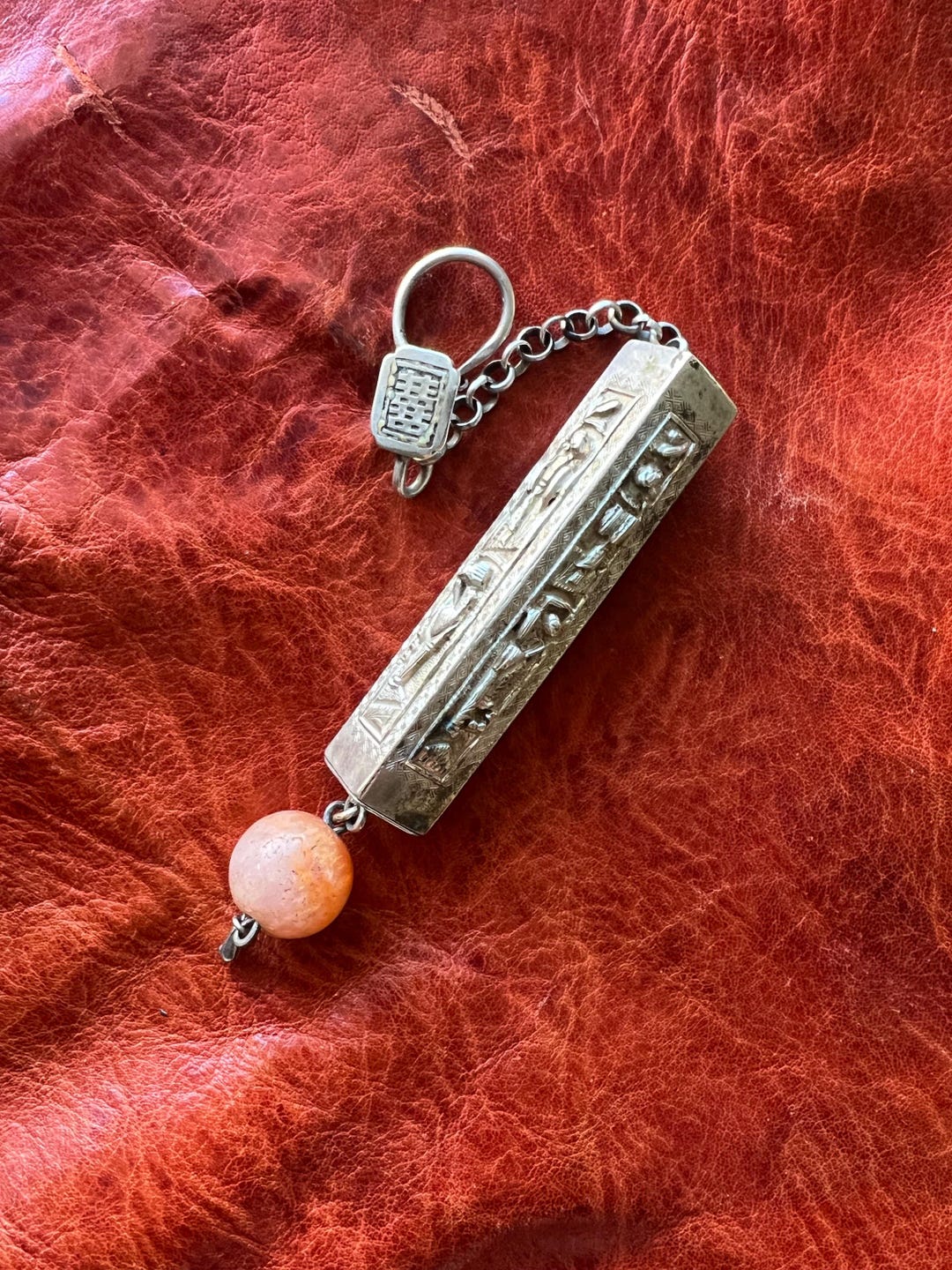 FINE Antique SILVER Chinese Needle Case- Heavy Ethnic, Bat Symbol ...
