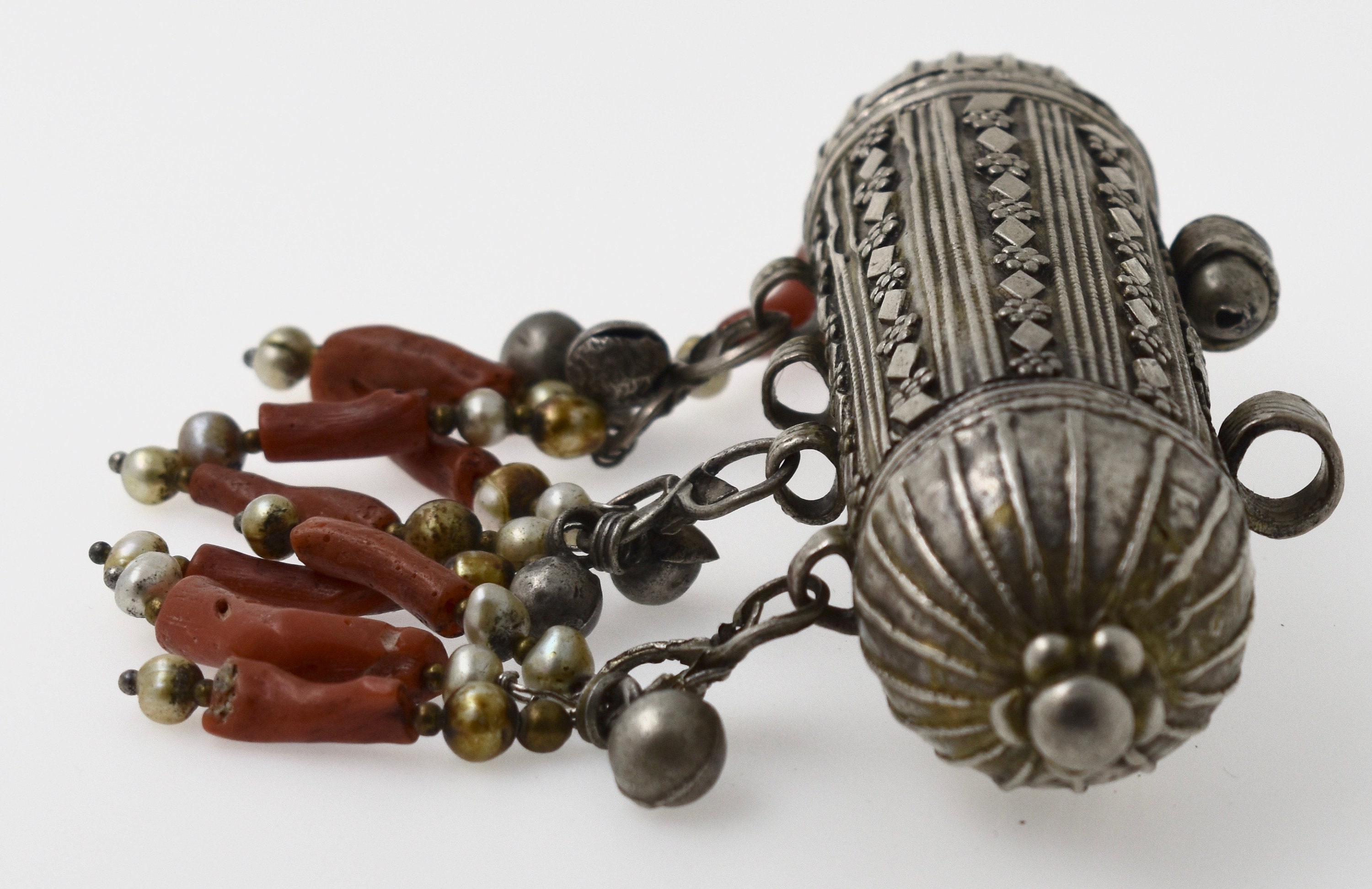 Big Yemeni Bead PENDANT, Antique Silver- Ethnic, Tribal, Middle Eastern ...