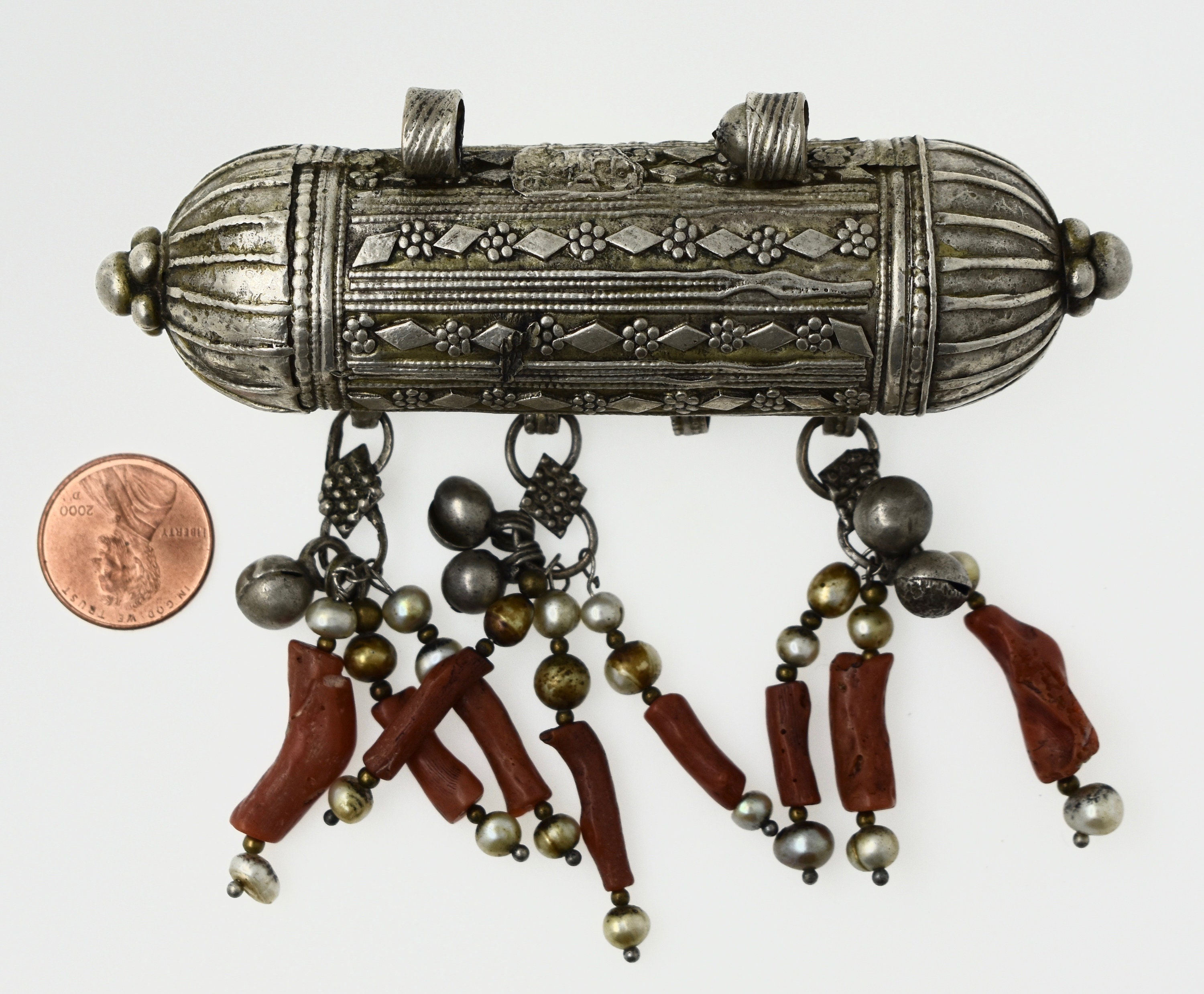 Big Yemeni Bead PENDANT, Antique Silver- Ethnic, Tribal, Middle Eastern ...