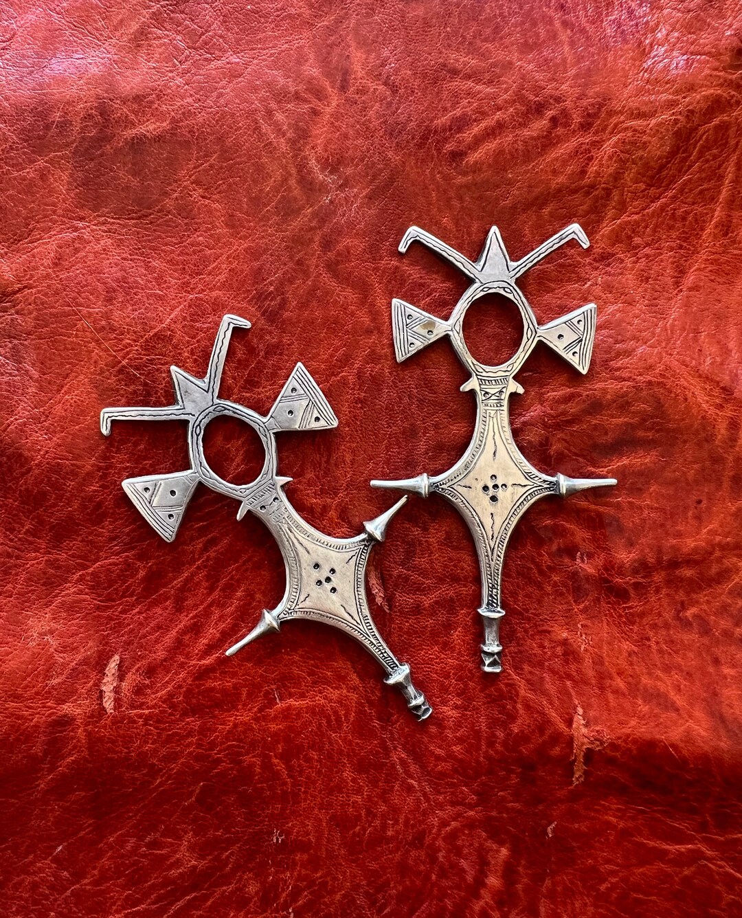 PAIR Old Solid SILVER Tuareg Cross- Pendant, Ethnic, Tribal, Berber ...