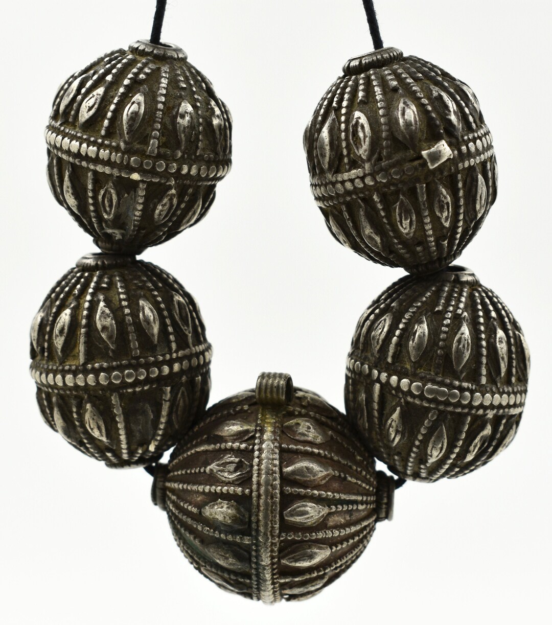 Yemeni BEADS, Antique Silver, Large Globe - Ethnic, Tribal, Middle ...