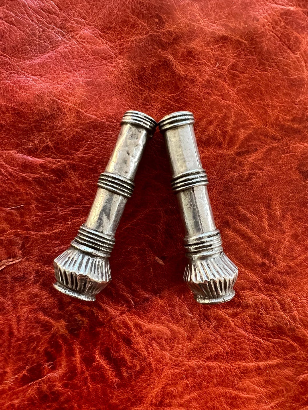2 Old Solid SILVER Indian BEADS- Antique Central Asian, Ethnic, Tribal ...