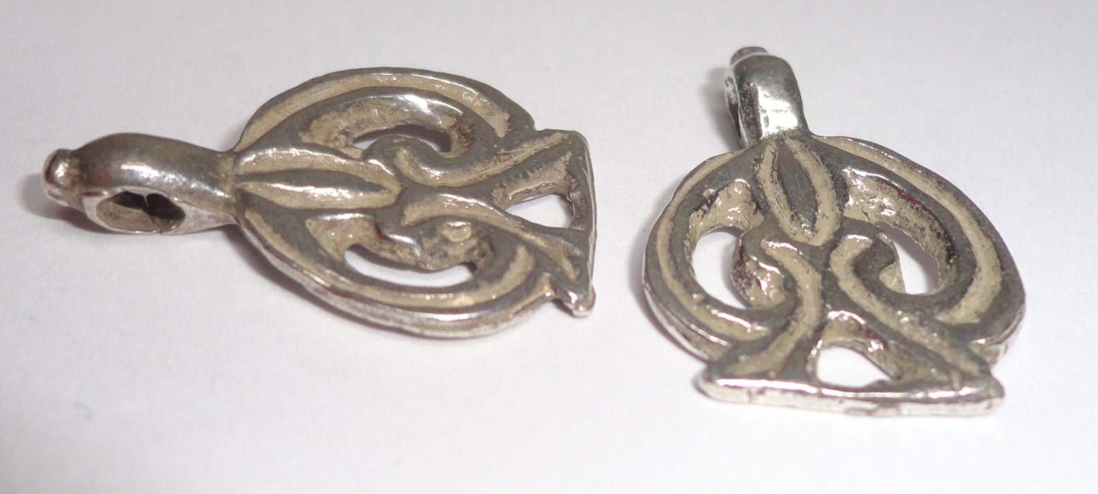 2 SILVER Moroccan Berber Charm Replica Ethnic Tribal Links Earrings ...