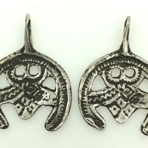 2 Solid SILVER Moroccan Charm Replica Libya Ethnic Tribal Bead PENDANTS ...