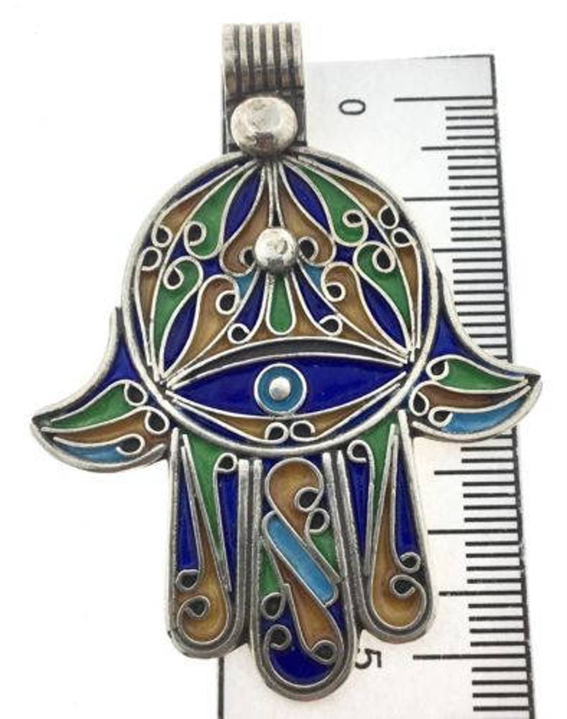 Solid SILVER Moroccan Hamsa Berber Enamel Evil Eye - Etsy