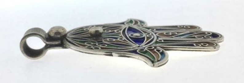 Solid SILVER Moroccan Hamsa Berber Enamel Evil Eye - Etsy