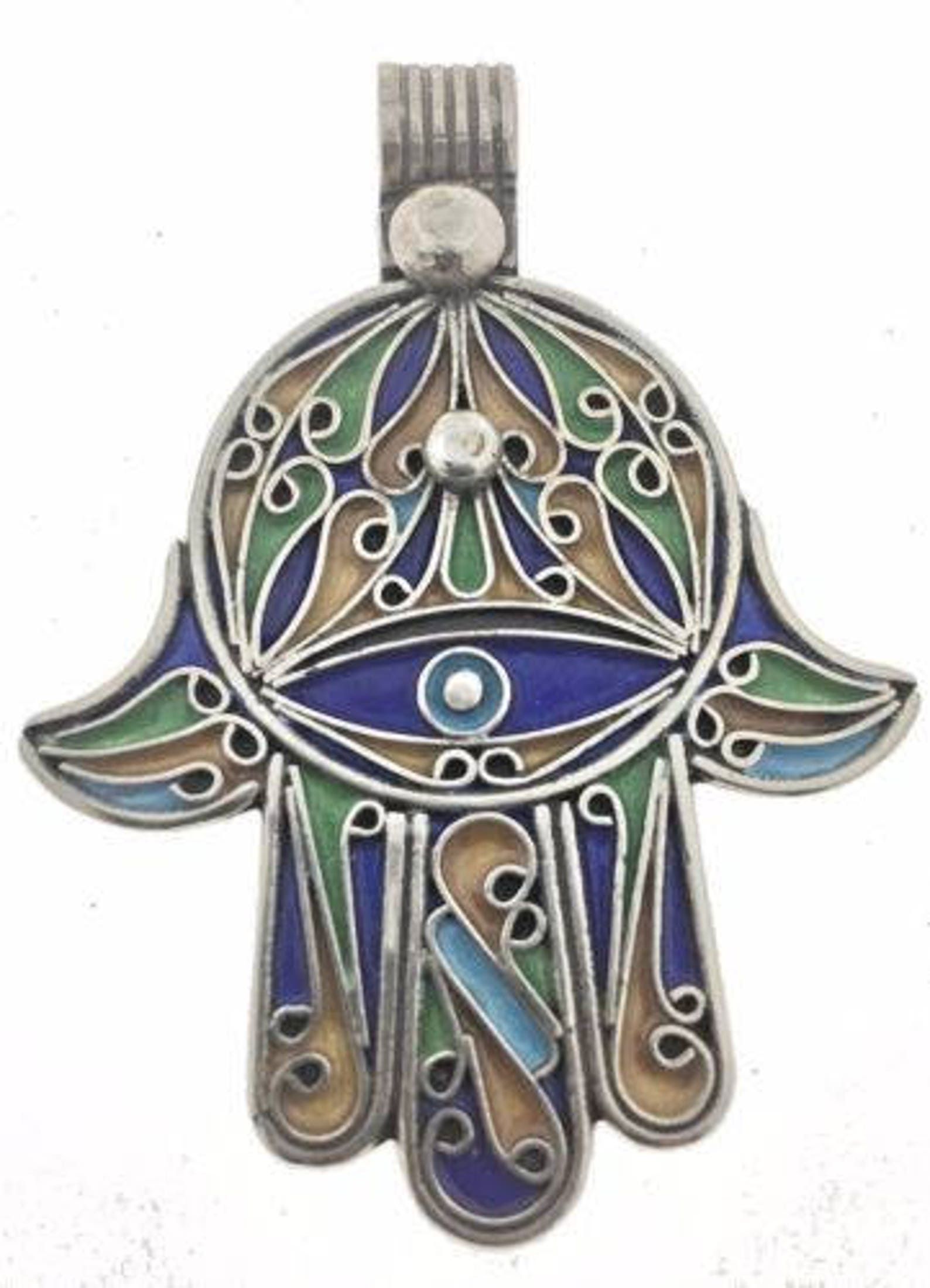Solid SILVER Moroccan Hamsa Berber Enamel Evil Eye - Etsy