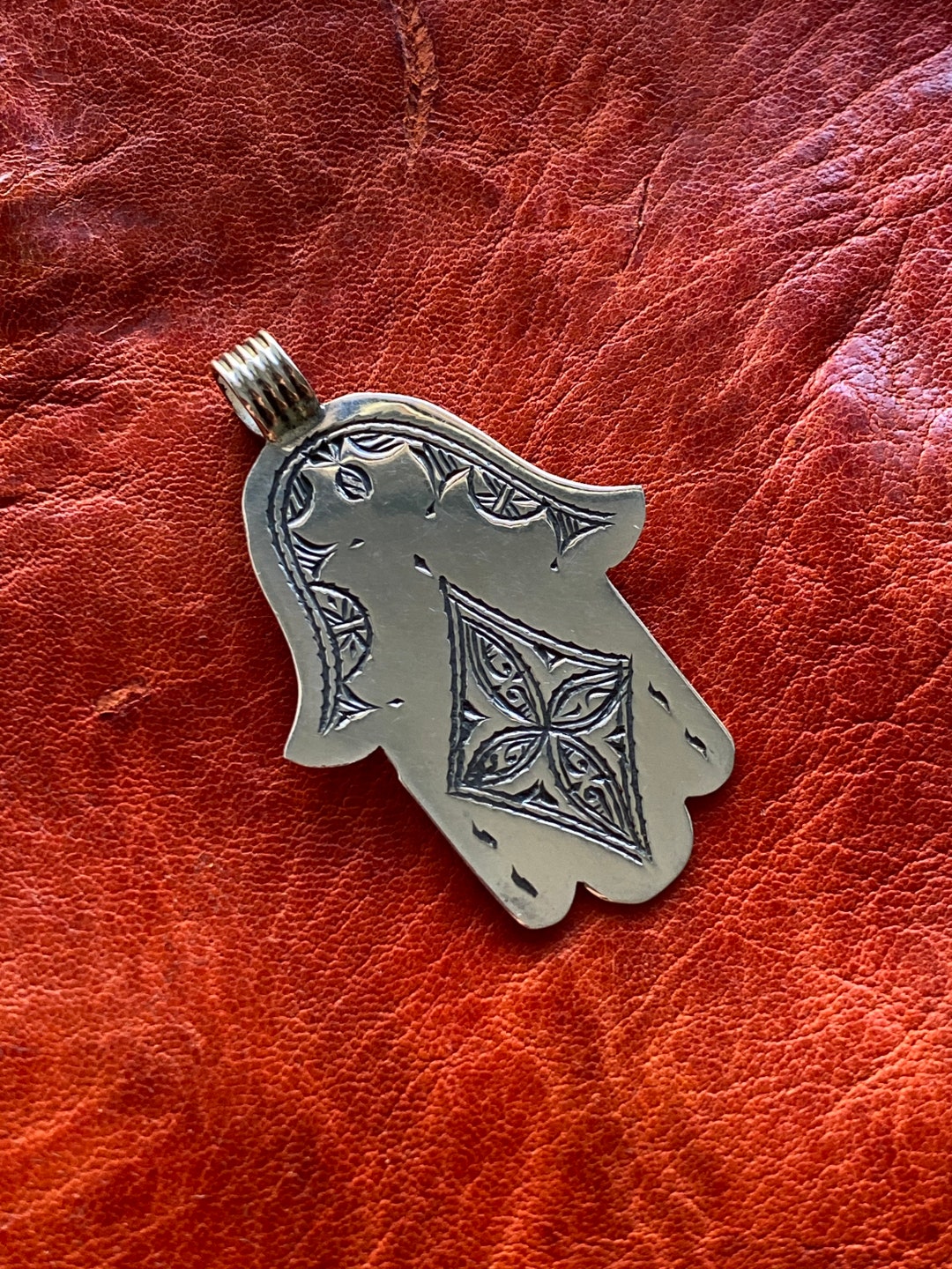 Solid Silver Moroccan Hamsa Enamel, Evil Eye Protection Amulet, Berber ...