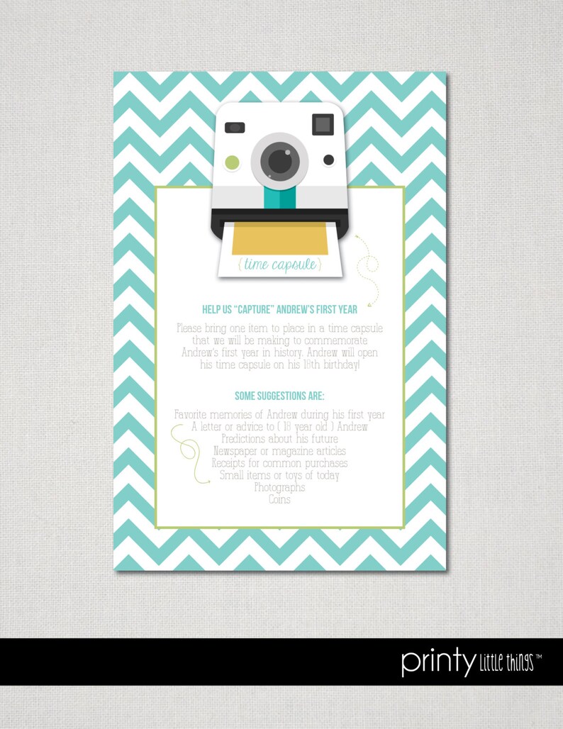 Time Capsule Invite Insert Digital File I design YOU | Etsy