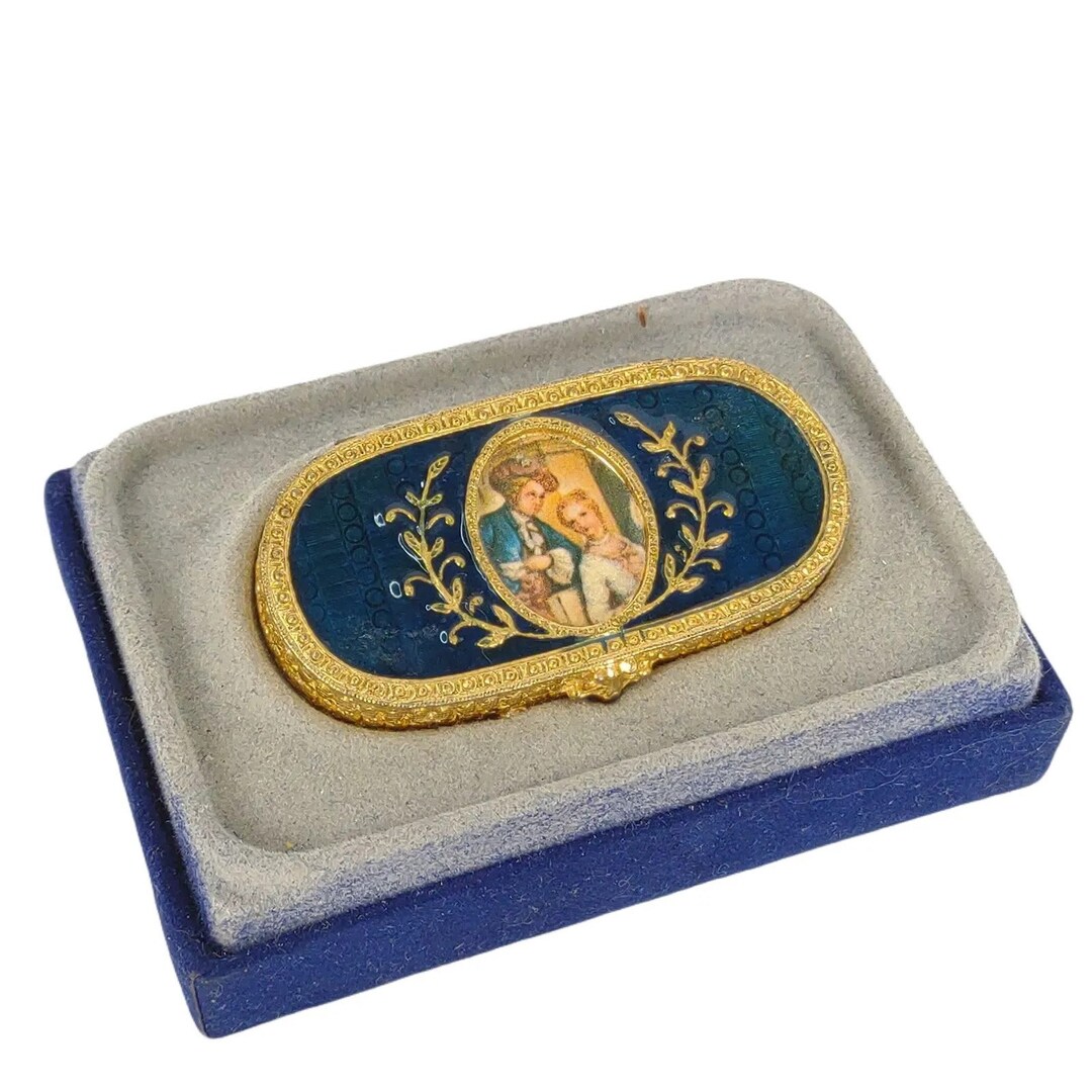 Vintage Estee Lauder Blue Enamel Gold-tone Solid Perfume Keepsake ...
