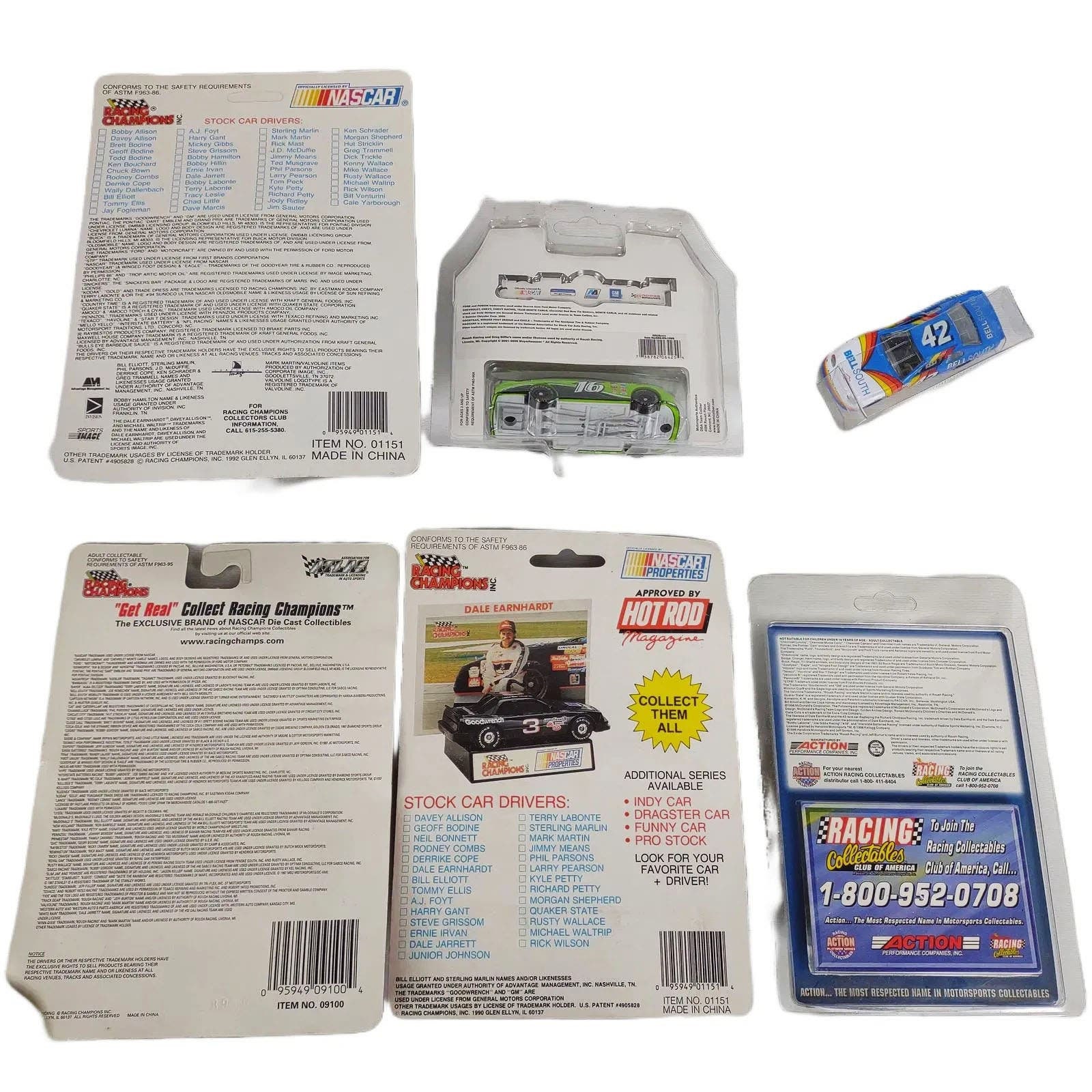 Vintage Set of 6 Die Cast Race Cars Action Team Caliber Racing ...