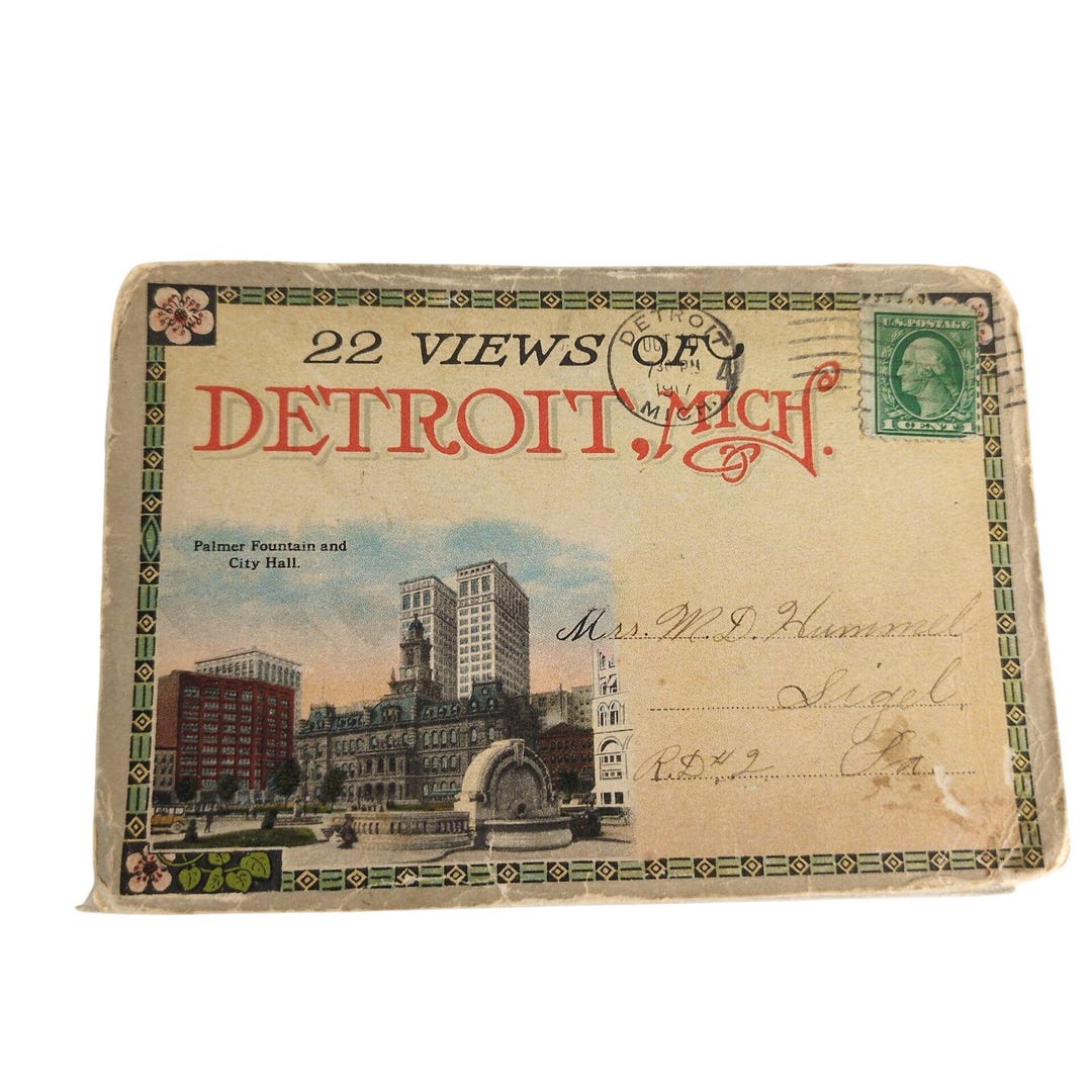 Detroit Michigan 1910s Fold-out Postcards Posted 1917 Cityscape ...