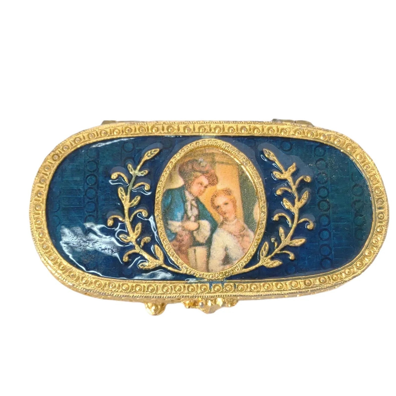 Vintage Estee Lauder Blue Enamel Gold-tone Solid Perfume Keepsake ...