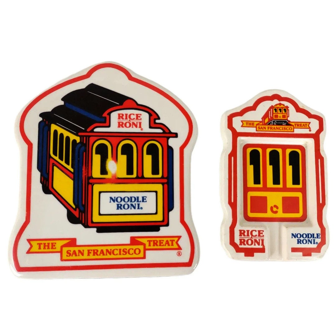 Vintage RICE-A-RONI Trolley Ceramic Hot Plate Trivet & Spoon Rest the ...