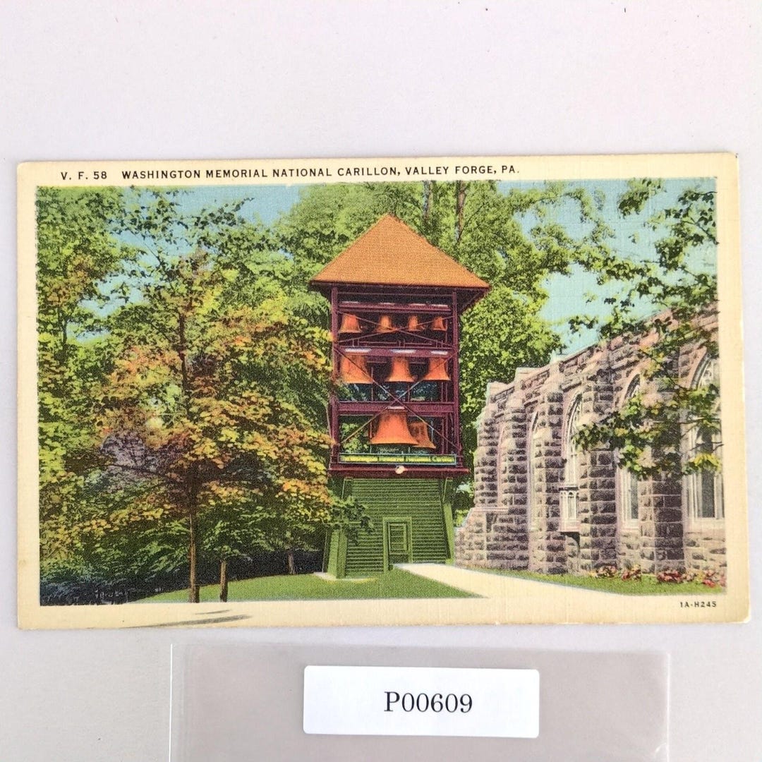 Washington Memorial National Carillon Valley Forge PA 1930s Linen ...