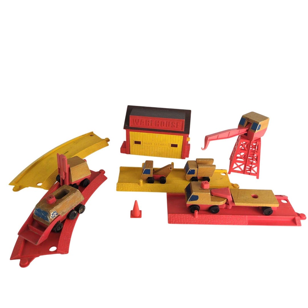 Vintage 1971 Mattel Preschool Motor Putt-putt Construction Yard Set ...